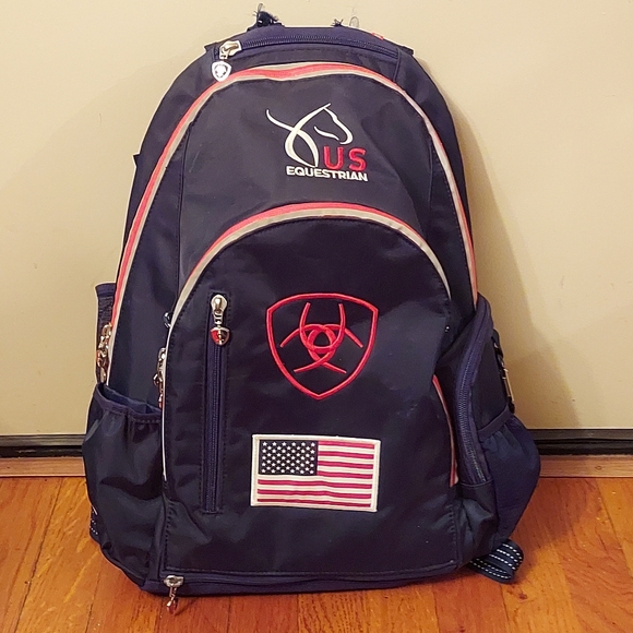 Ariat | Bags | Ariat Ladies Ring Team Navy Red Helmet Sling Backpack ...